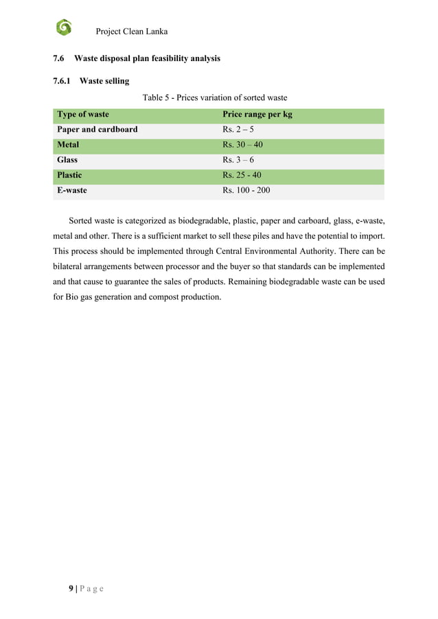 Waste management project proposal for sri lanka | PDF