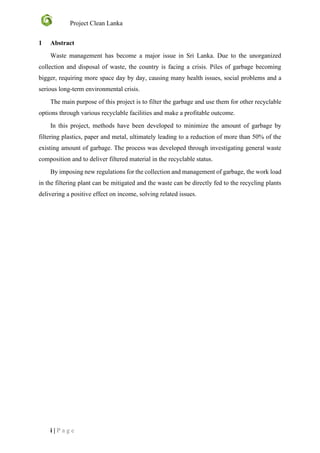 Waste management project proposal for sri lanka | PDF