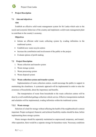 Waste management project proposal for sri lanka | PDF