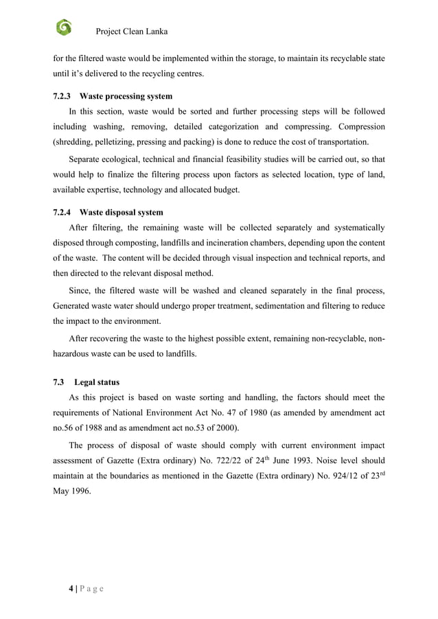 Waste management project proposal for sri lanka | PDF