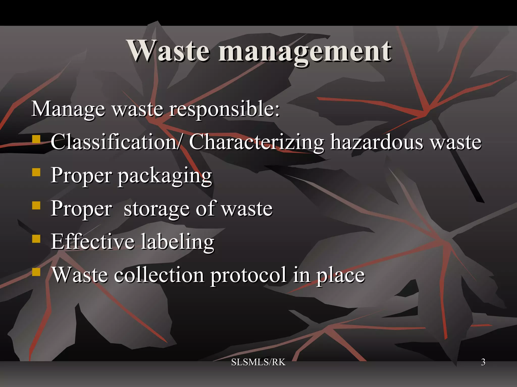 Waste Management at Medical Laboratories | PPT
