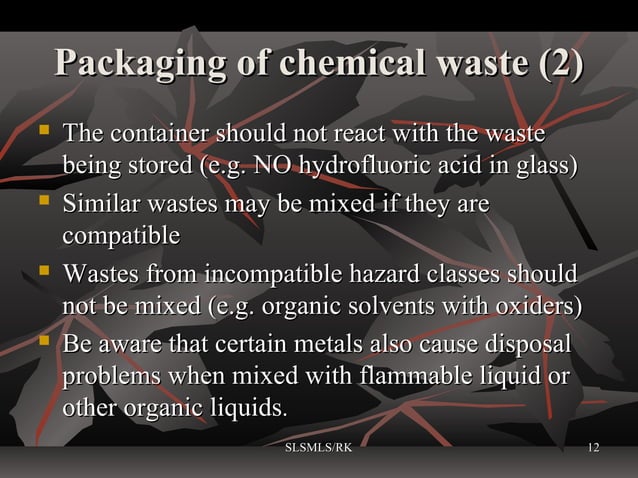 Waste Management at Medical Laboratories | PPT | Chemistry | Science