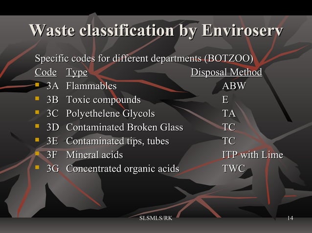 Waste Management at Medical Laboratories | PPT | Chemistry | Science