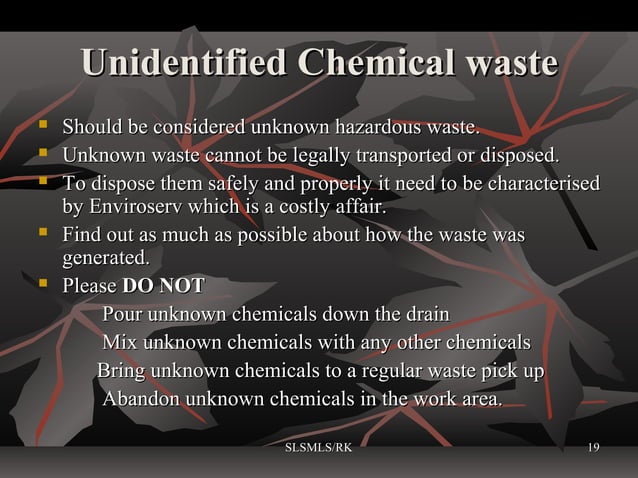 Waste Management at Medical Laboratories | PPT | Chemistry | Science