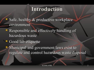 Waste Management at Medical Laboratories | PPT