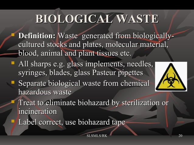 Waste Management at Medical Laboratories | PPT | Chemistry | Science