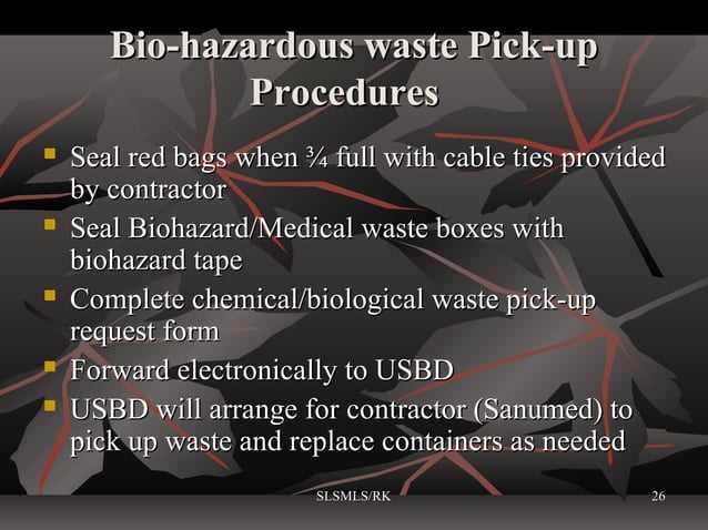 Waste Management at Medical Laboratories | PPT | Chemistry | Science