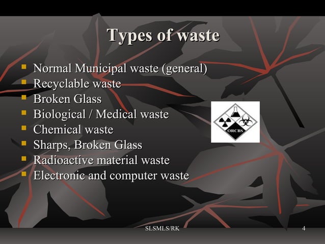 Waste Management at Medical Laboratories | PPT | Chemistry | Science