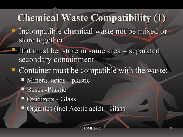 Waste Management at Medical Laboratories | PPT | Chemistry | Science