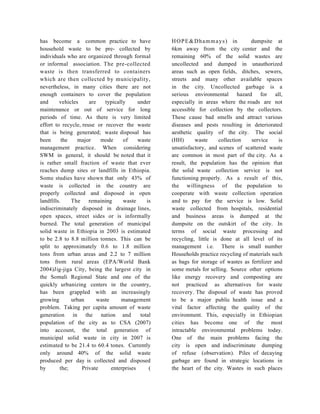 Assessment of Existing Solid Waste management Practices and Challenges ...