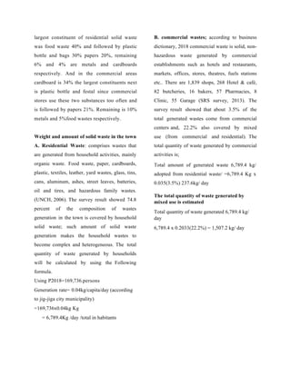 Assessment of Existing Solid Waste management Practices and Challenges ...
