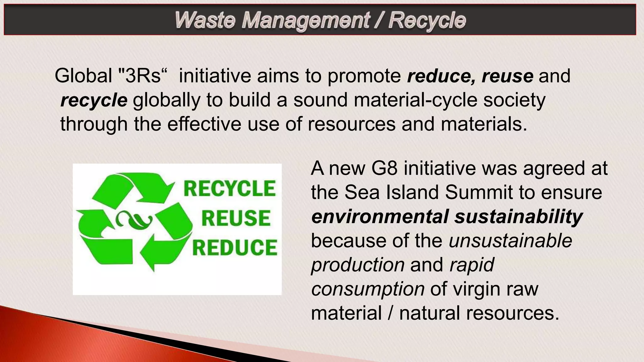 Waste Management & Recycle based on the 3R's | PPT | Environmental ...