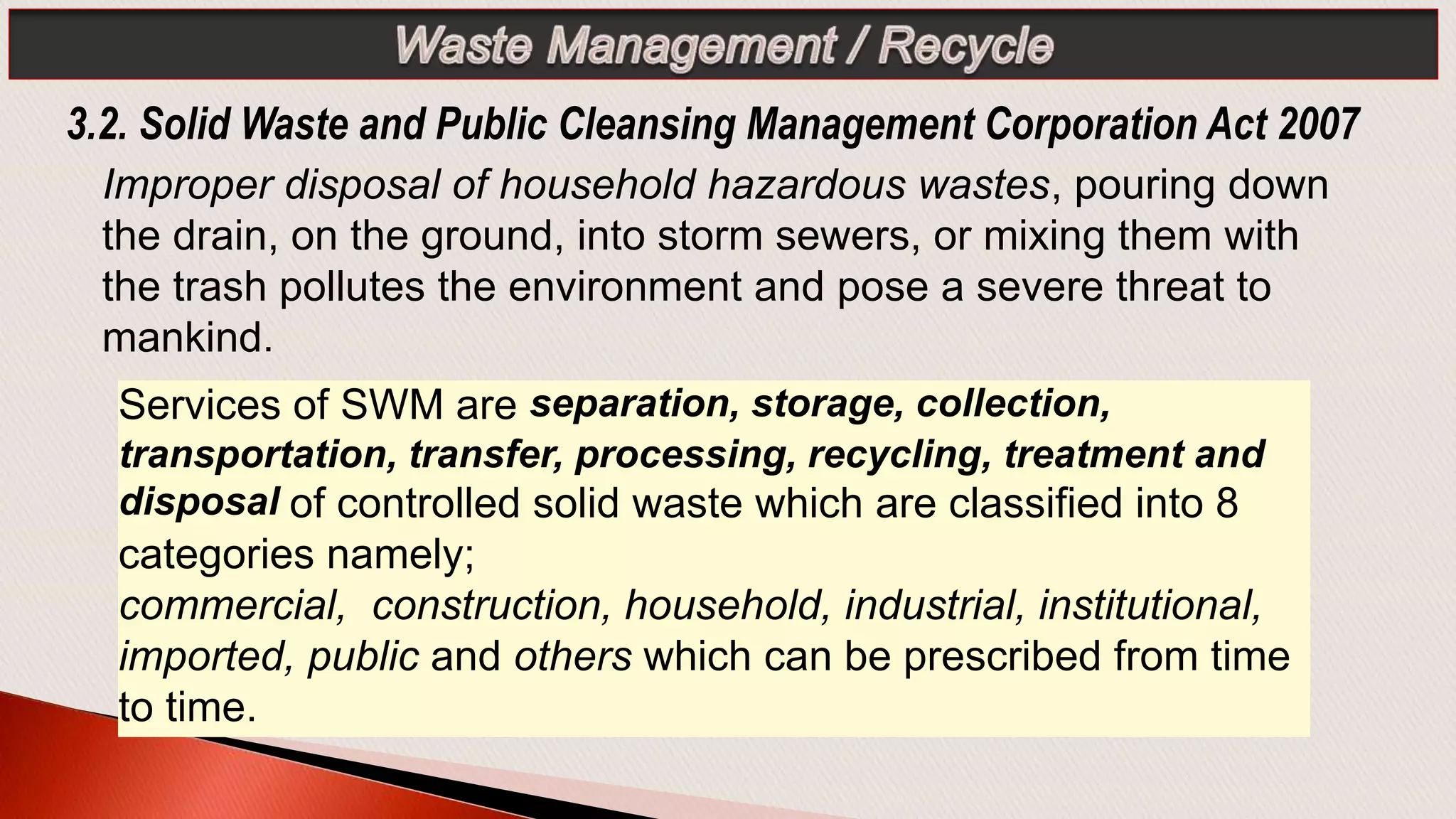 Waste Management & Recycle based on the 3R's | PPT