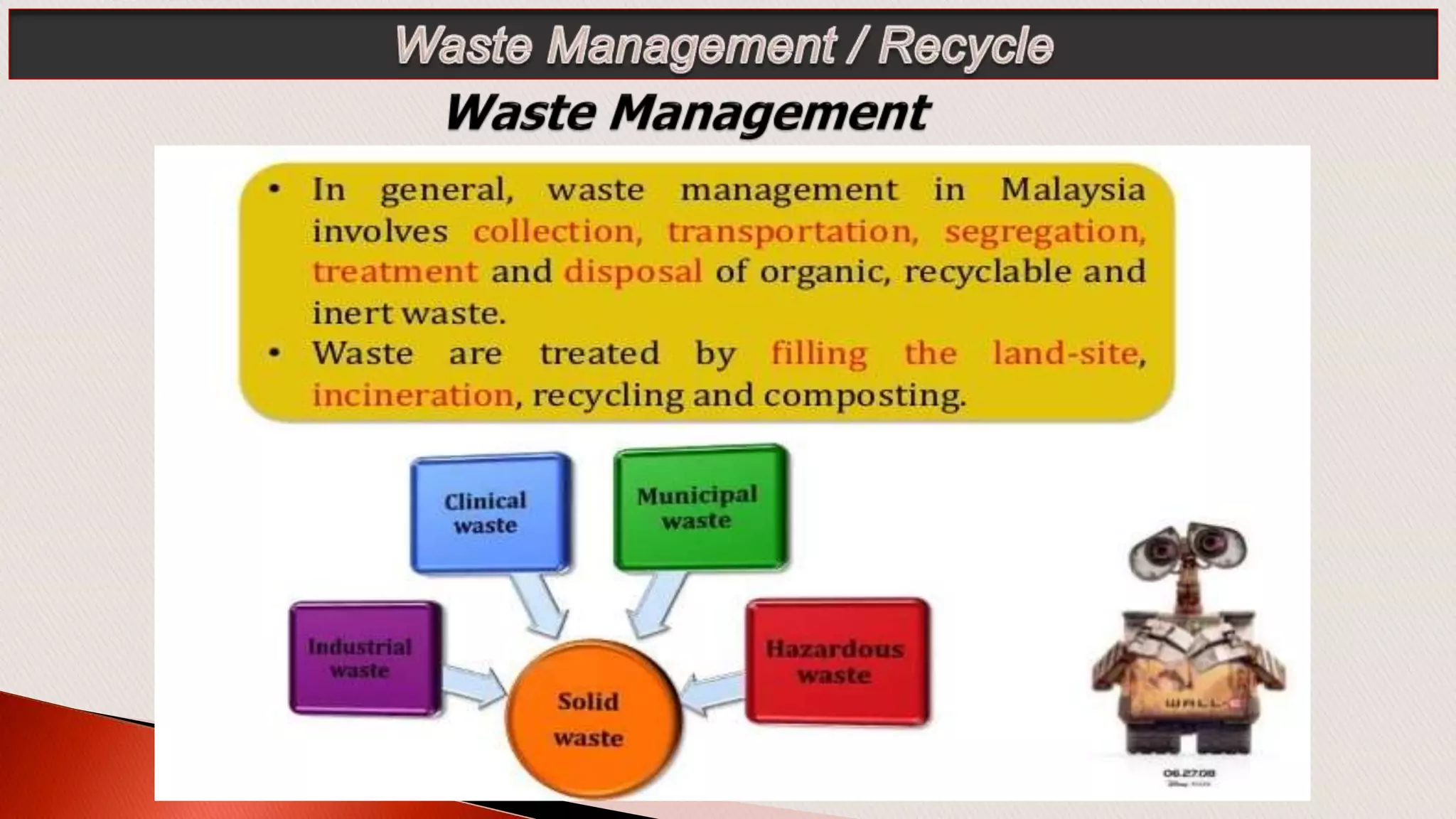 Waste Management & Recycle based on the 3R's | PPT