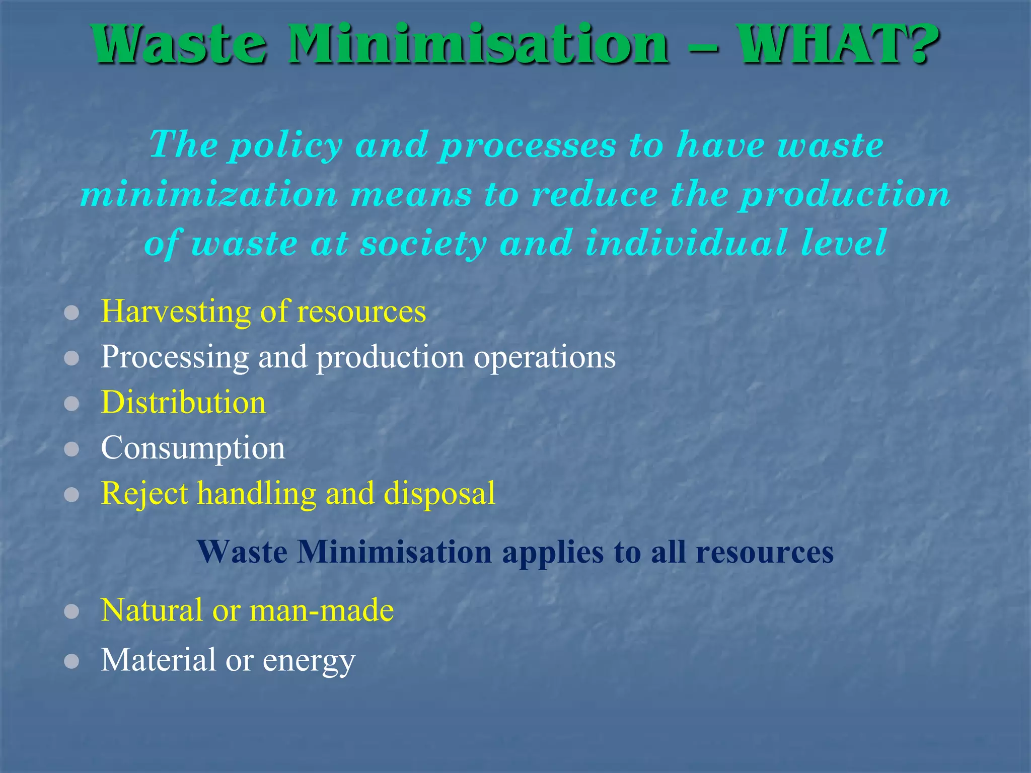 Waste minimisation environmental imperatives | PPT