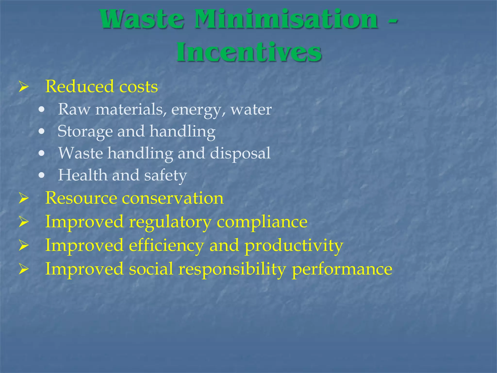 Waste minimisation environmental imperatives | PPT