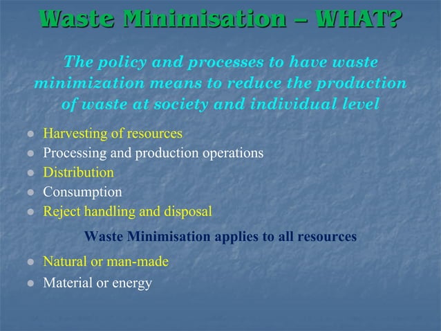 Waste minimisation environmental imperatives | PPT
