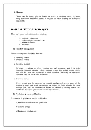 Waste minimization | DOCX