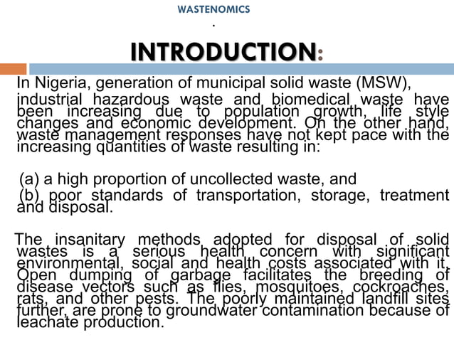 TURNING WASTE TO WEALTH: WASTENOMICS | PPT