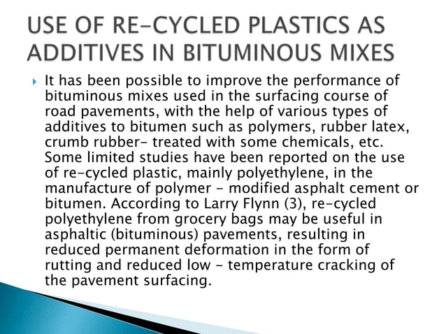 Waste Plastic Recycling For Bitumen | PPTX