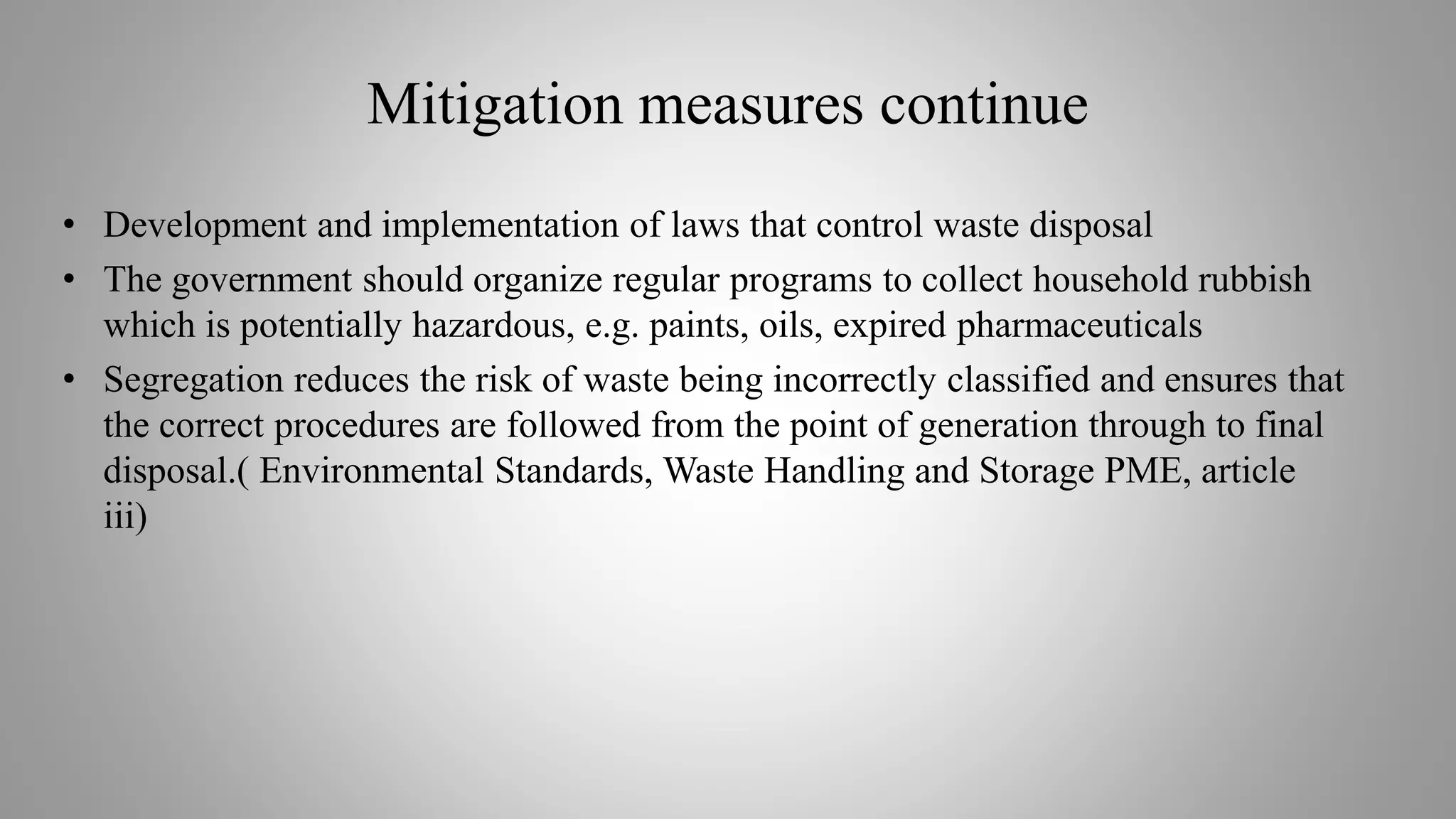 Wastes prevention; classification, handling and control measures | PPTX