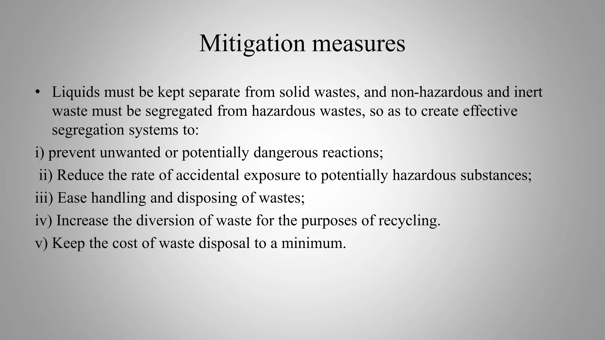 Wastes prevention; classification, handling and control measures | PPTX