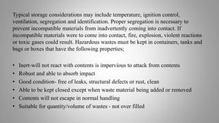 Wastes prevention; classification, handling and control measures | PPTX