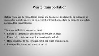 Wastes prevention; classification, handling and control measures | PPTX