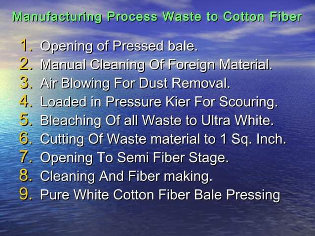 Any Type of Coloured Cotton Waste to Pure White Cotton Fiber Project ...