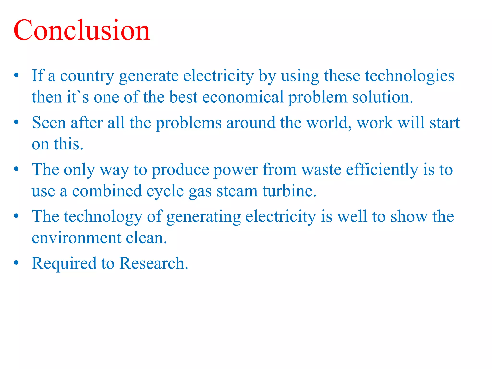 Waste to Electricity Generation | PPTX