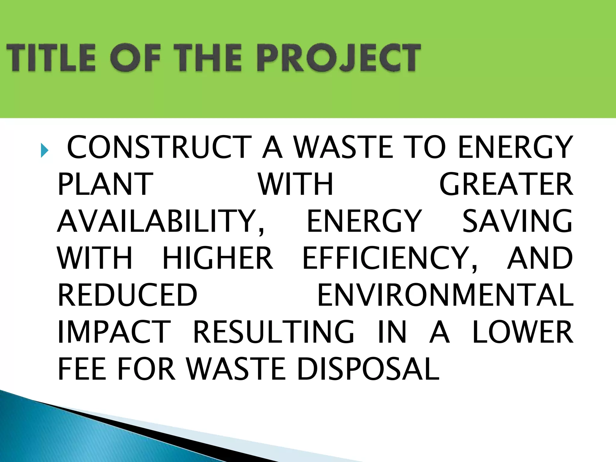 Waste to energy plant | PPTX