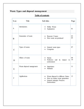 Waste types and disposable managment | DOCX