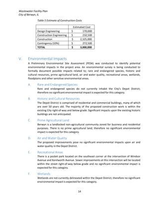 Berwyn Wastewater Facility Plan 2014 (City and Depot District) | PDF