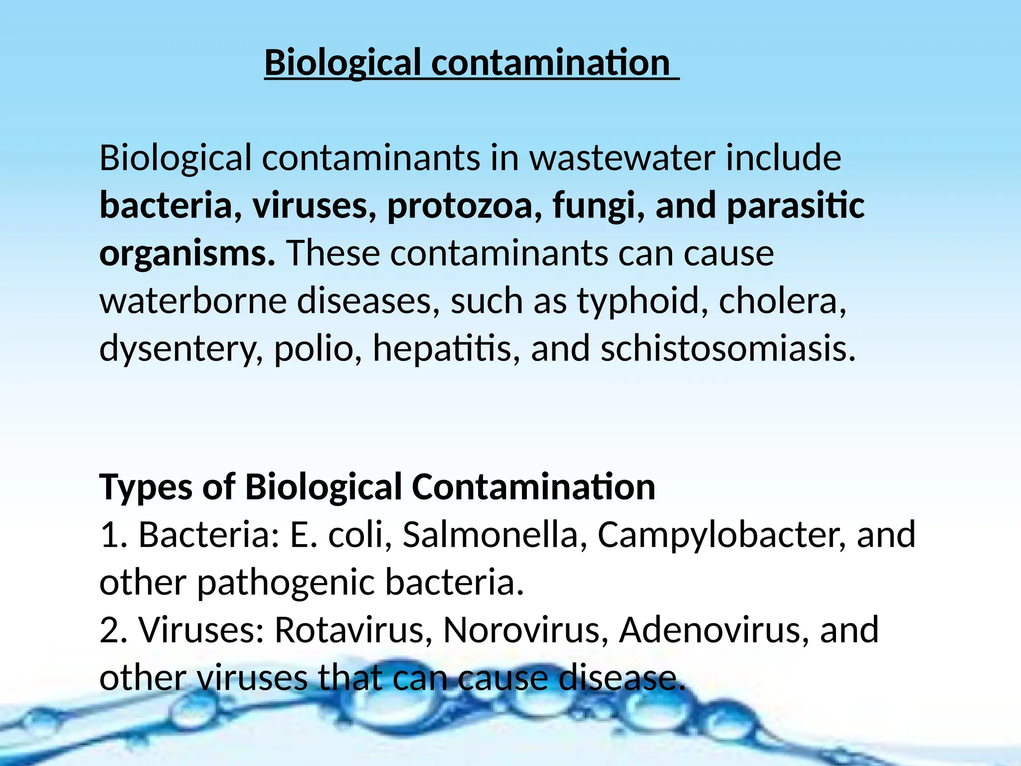 Types and source of contamination in wastewater | PPT