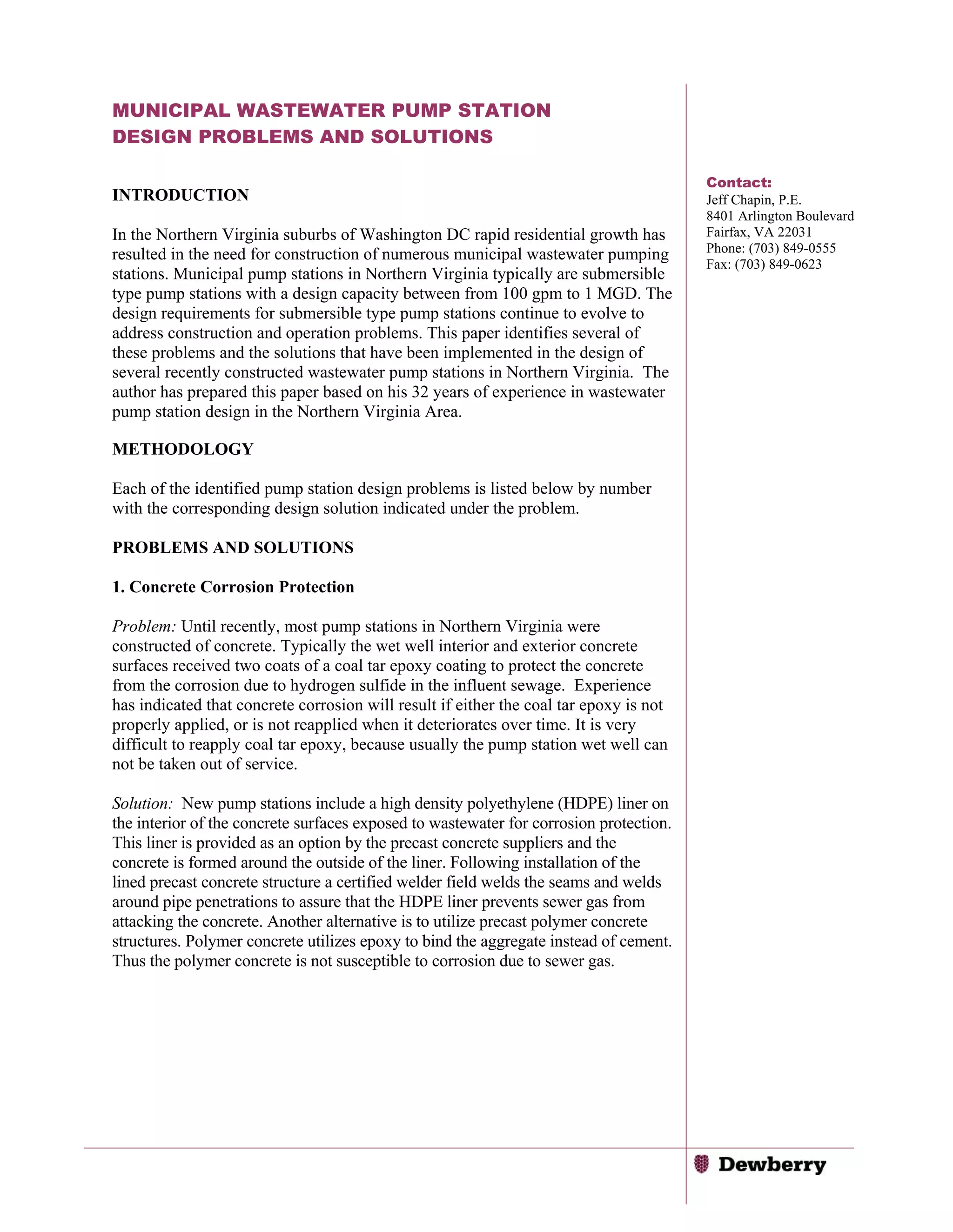 Wastewater pump station_design_problems_and_solutions | PDF