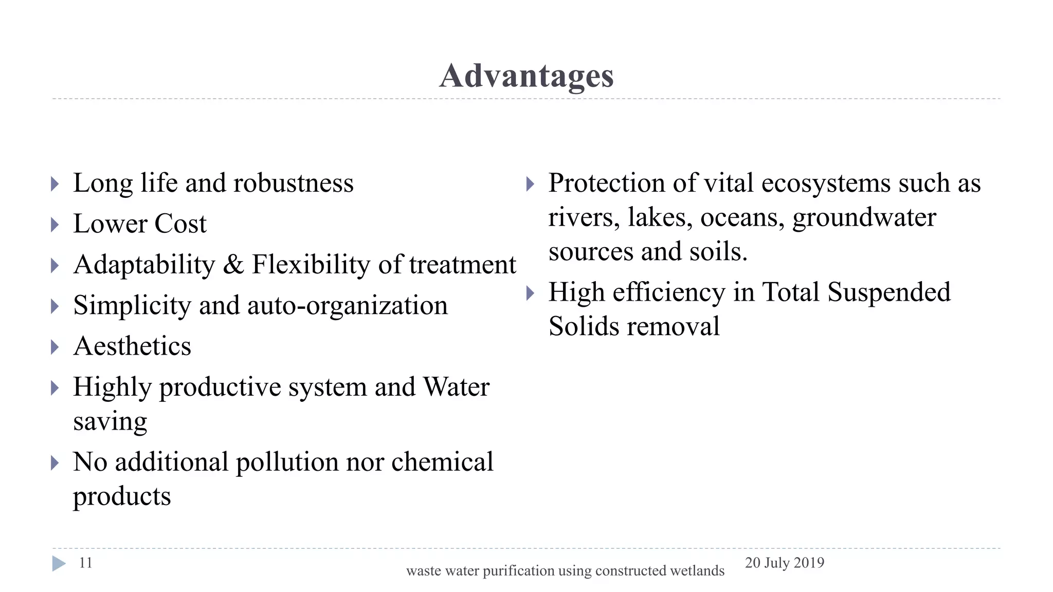 Waste water purification using cnstructed wetlands | PPTX