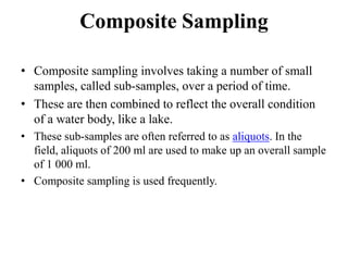 Waste water sampling and analysis | PPTX | Chemistry | Science
