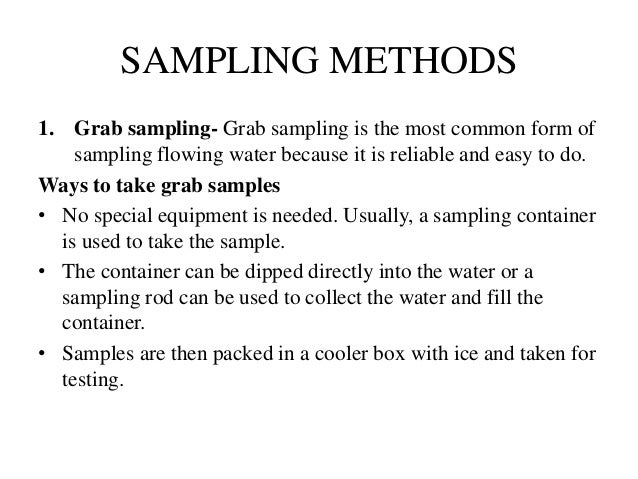 Waste water sampling and analysis