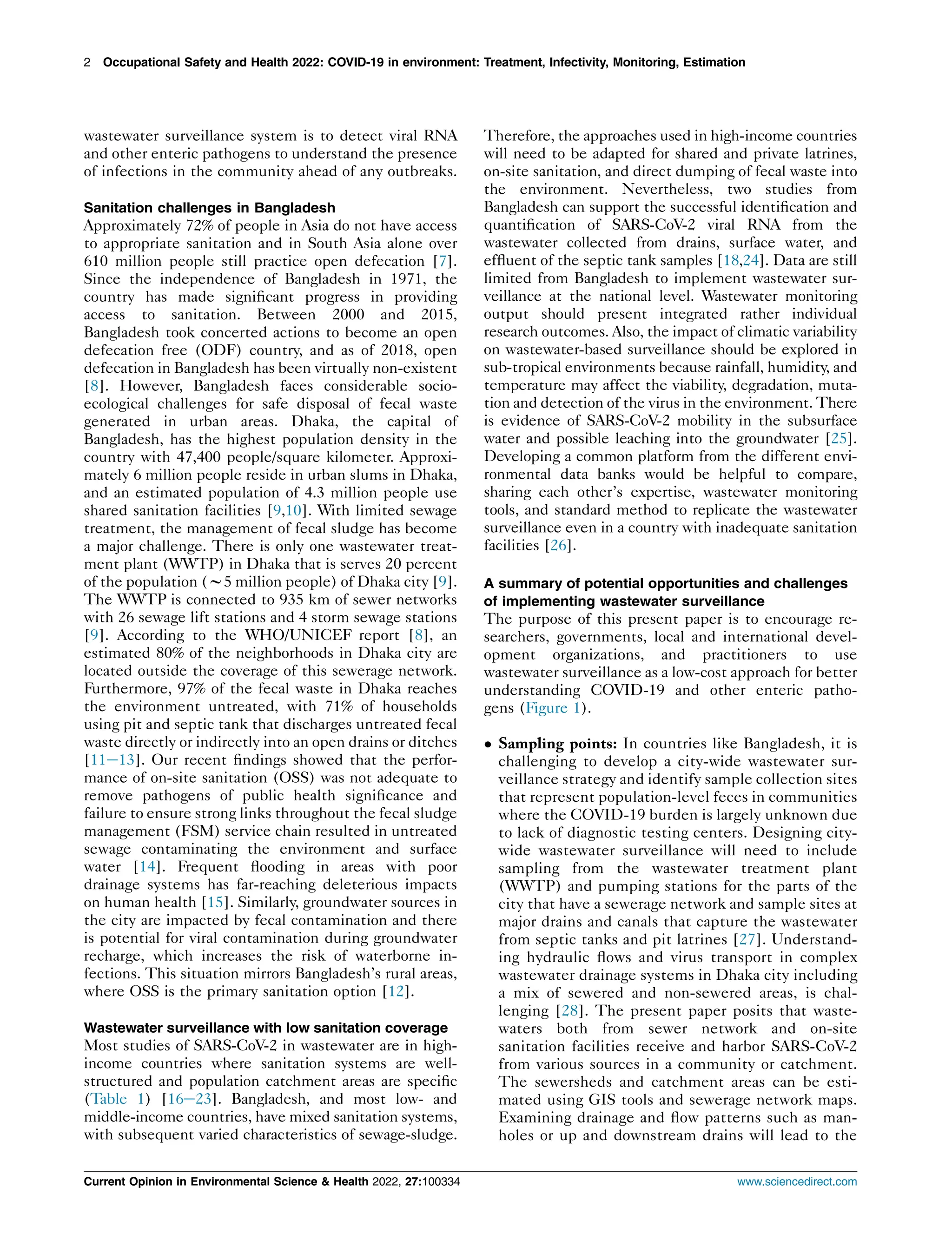 Wastewater surveillance of SARS-CoV-2 in Bangladesh Opportunities and ...