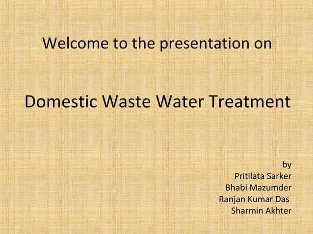 Domestic Waste water treatment | PPT