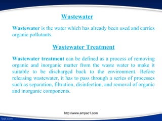 Wastewater treatment | PPT | Environmental Services Industry | Industries