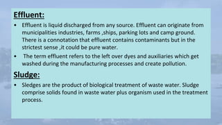 Waste water treatment | PPTX | Environmental Services Industry | Industries