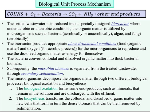 Wastewater treatment.ppt , unit process unit reactors | PPT