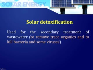 Waste water treatment by solar energy | PPTX