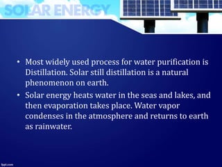 Waste water treatment by solar energy | PPTX