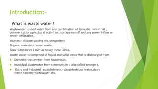 Waste water treatment | PPTX | Environmental Services Industry | Industries