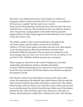 Was the Crucifixion a Sacrifice? Tony Mariot | PDF | First Aid | Injuries