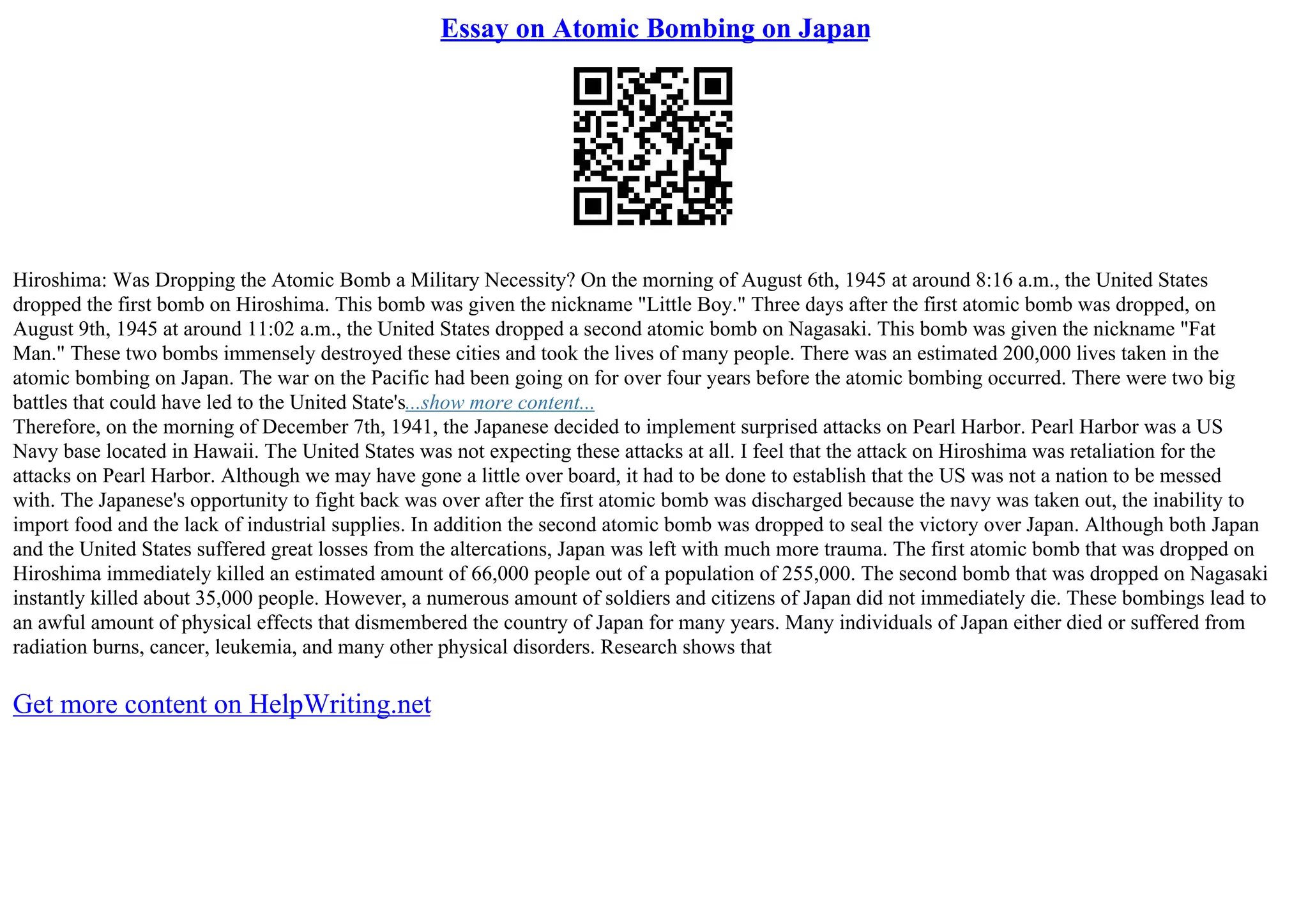 Was The Dropping Of The Atomic Bomb Justified | PDF