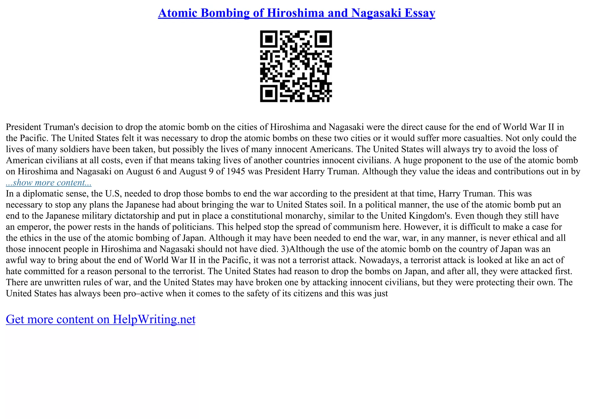 Was The Dropping Of The Atomic Bomb Justified | PDF