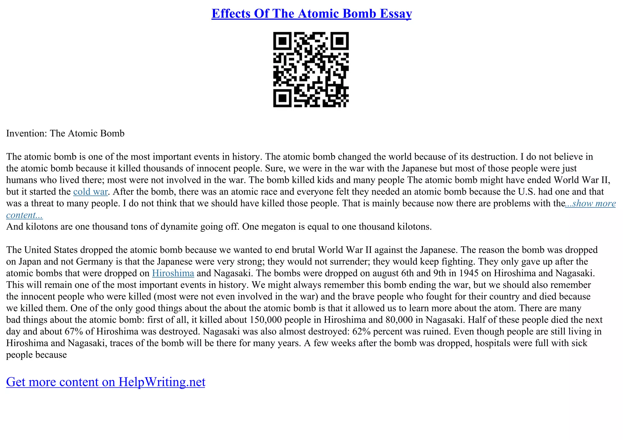 Was The Dropping Of The Atomic Bomb Justified | PDF